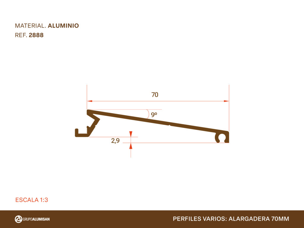 P-2888 | Alargadera 75mm | GRUPO ALUMISAN